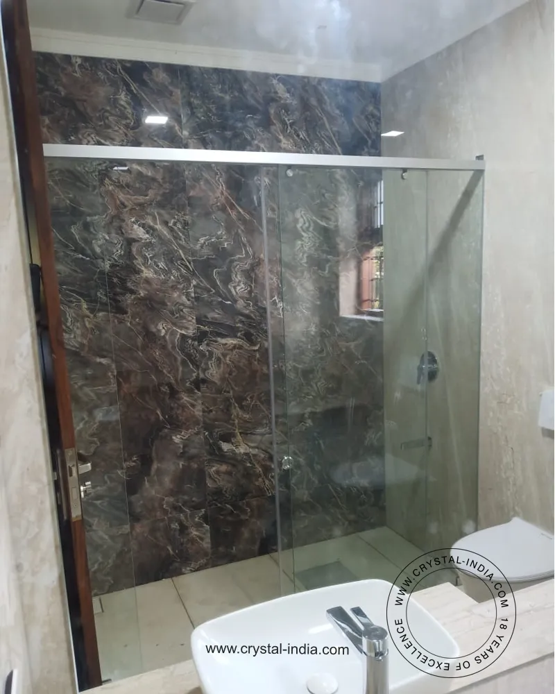 Bathroom Shower Sliding Glass Partition Aluminum Top Rail System SL-44 – Crystal-India