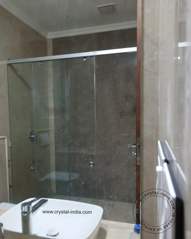 Bathroom Shower Sliding Glass Partition Aluminum Top Rail System SL-44 – Crystal-India